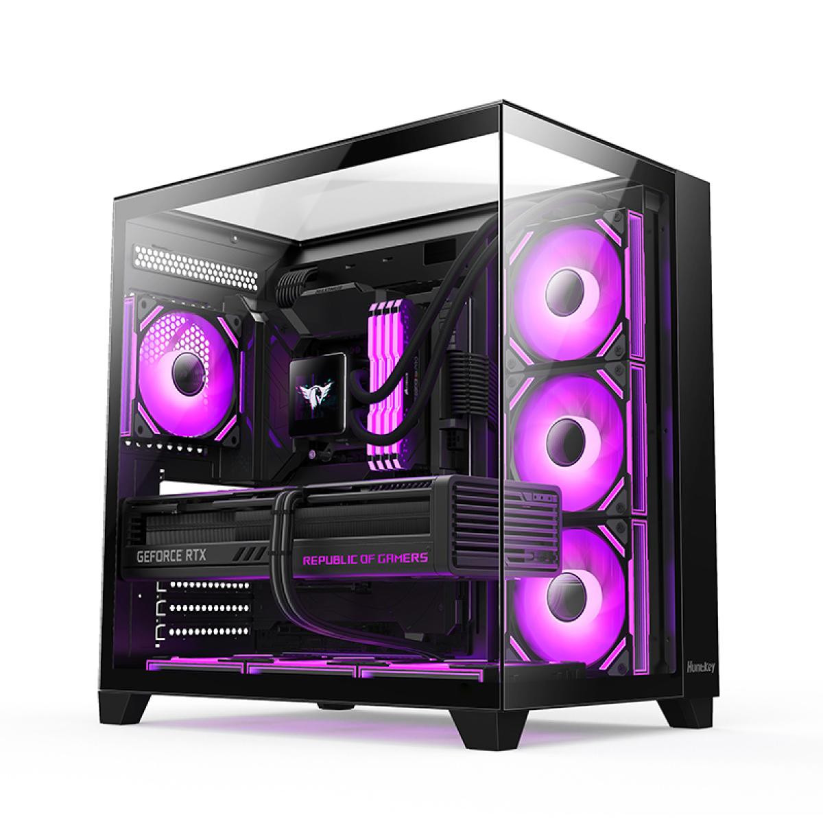 Huntkey VS970 Skyfall Full View Gaming Case with 4 ARGB Fans -Black